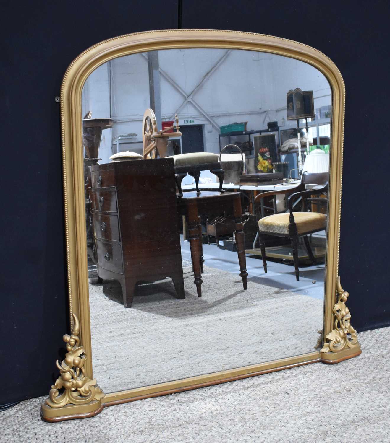 Lot 312 - A Victorian overmantle giltwood mirror,